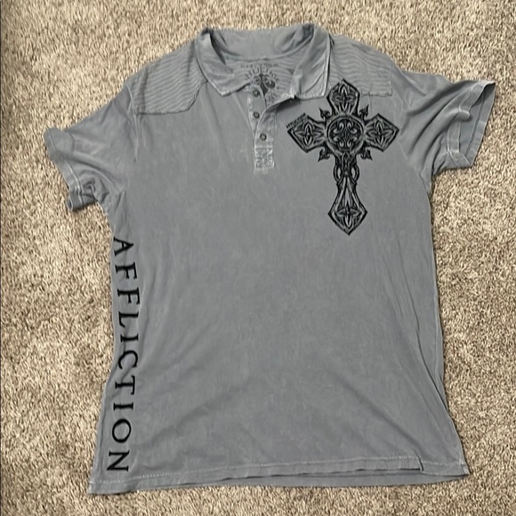 Affliction | Shirts | Affliction Gray Mens Shirt With Black Cross ...